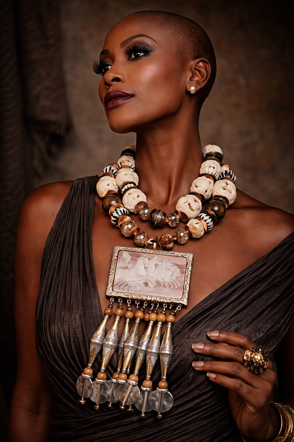 Earthy Incolay Stallion Beaded Chest Piece - Couture – KatKoutureJewelry