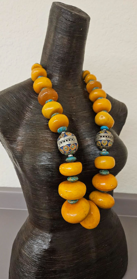 Oversized Moroccan Resin & Berber Egg Tribal Necklace – KatKoutureJewelry